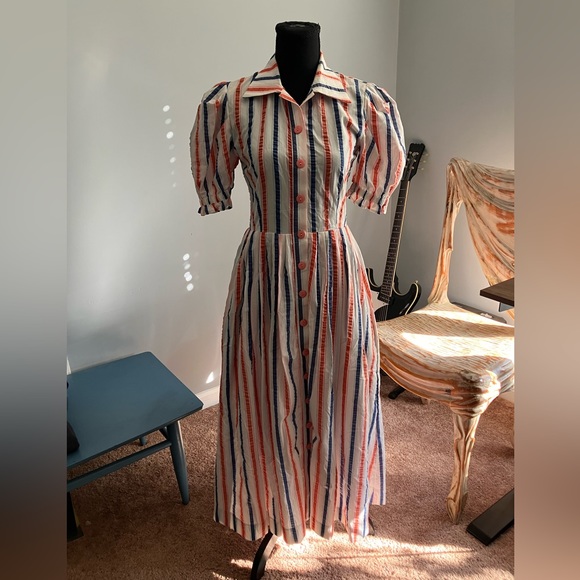 Buru | Dresses | Buru Red And White Striped Dress | Poshmark